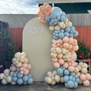 Gender Reveal Decorations,154pcs Pink Blue White Balloon Arch Garland Kit,Dusty Pink Dusty Blue White Sand Balloons For Boho Gender Reveal Oh Baby Shower Bear Birthday Party Decoration