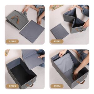 Telycummy Pack of 3 Large Capacity Storage Bins Closet Organizer System Sturdy Foldable Storage Boxes for Organizing Clothing,Sheets,Toys,Shelves Basket Storage Bin With Handles