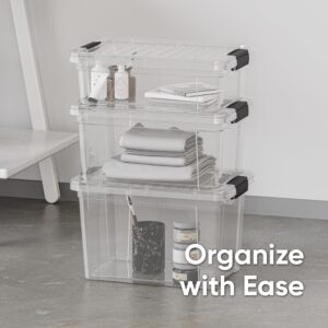 Superio Clear Storage Box with Lid, 8.75 Quart Plastic Container Bins for Organizing, Stackable Crates, BPA Free, Non Toxic, Odor Free, Organizers for Home, Office, School, and Dorm