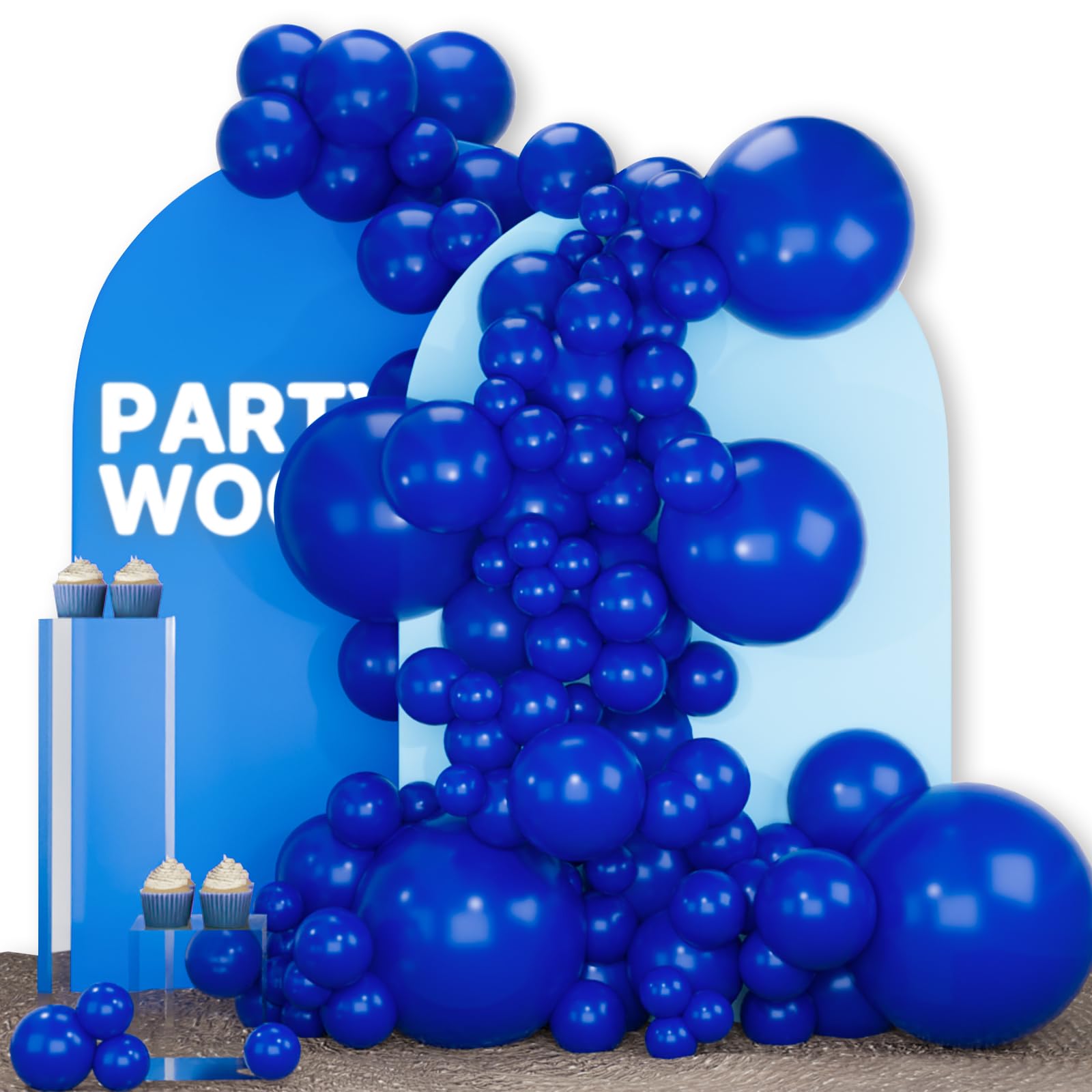 PartyWoo Royal Blue Balloons 142 pcs Blue Balloons Different Sizes Pack of 18 12 10 5 Inch Dark Blue Balloon Arch Kit Balloon Garland for Birthday Graduation Baby Shower Party Decorations Blue-Y59