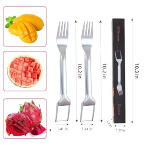 2Pcs Watermelon Cutter,2 in 1Watermelon Slicer Cutter Tool,Fruit Cutter Watermelon, Watermelon Slicer Cutter Tool Portable Fruit Slicing Knife and Fork for Family Party Camping