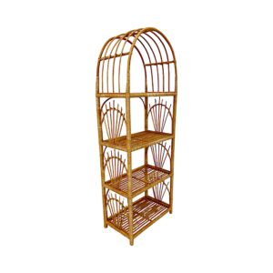 generic wicker storage shelf bookcase, rattan boho rack for living room, bedroom, dining room, kitchen, entryway, brown, ws131