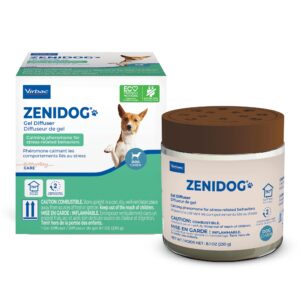 virbac zenidog gel diffuser - dog calming pheromones for stress relief, no electricity required & lasts up to 2 months, dog calming diffuser