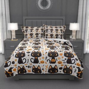 lokaluo 3d printed duvet cover twin size pumpkin lights ghost cat star bat twin duvet cover set for kids adults ghost festival themed bedding sets halloween 3 pcs comforter cover with 2 pillowcases