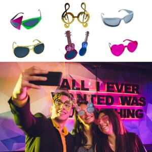 50 Pcs Rock Party Photo Booth Props Set for Adults, Funny Rock Star Party Sunglasses, Hats, Wigs, Inflatable, Photo Booth Props Kits for Graduation, Wedding, Birthday, Bachelorette and All Occasions