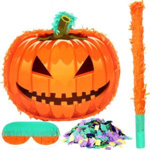 halloween pumpkin pinata with pinata stick confetti blindfold halloween hanging pinata for halloween birthday party supplies photo prop