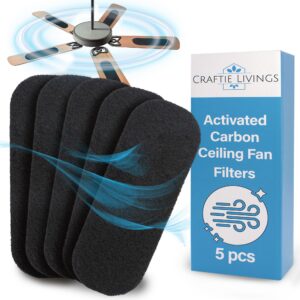 ceiling fan air filter for blades | unscented activated carbon ceiling fan filters | ceiling fan air purifier pads | easy installation fan filters (5 pack)