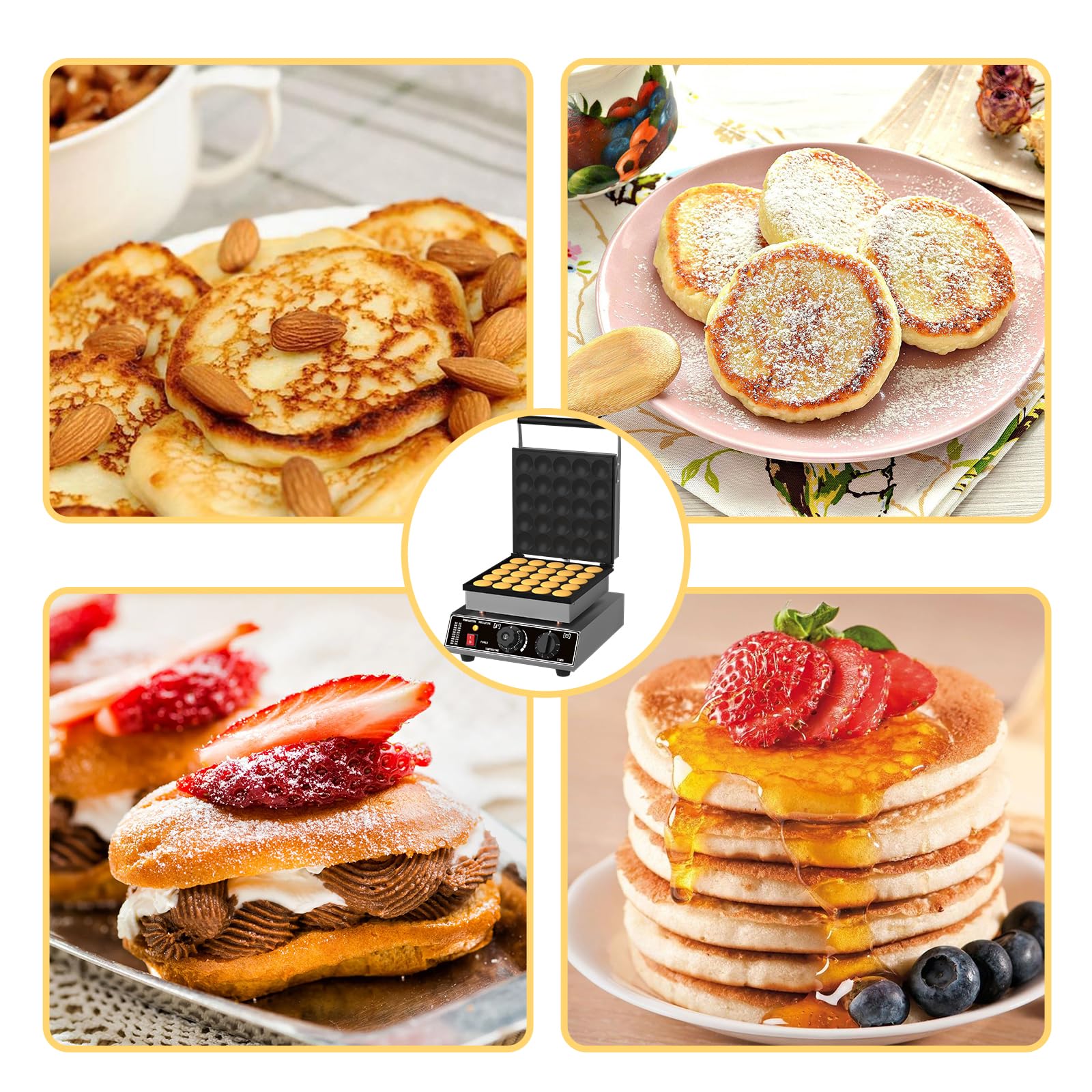 25 PCS Mini Pancakes Maker Machine,110V Mini Dutch Pancake Maker, 1750W Commercial Electric Nonstick Waffle Maker Machine for Home and Restaurants