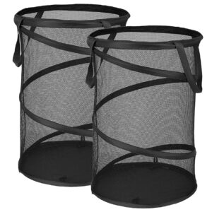 pop up hamper for laundry mesh collapsible laundry basket | large clothes hamper - black (pack of 2)