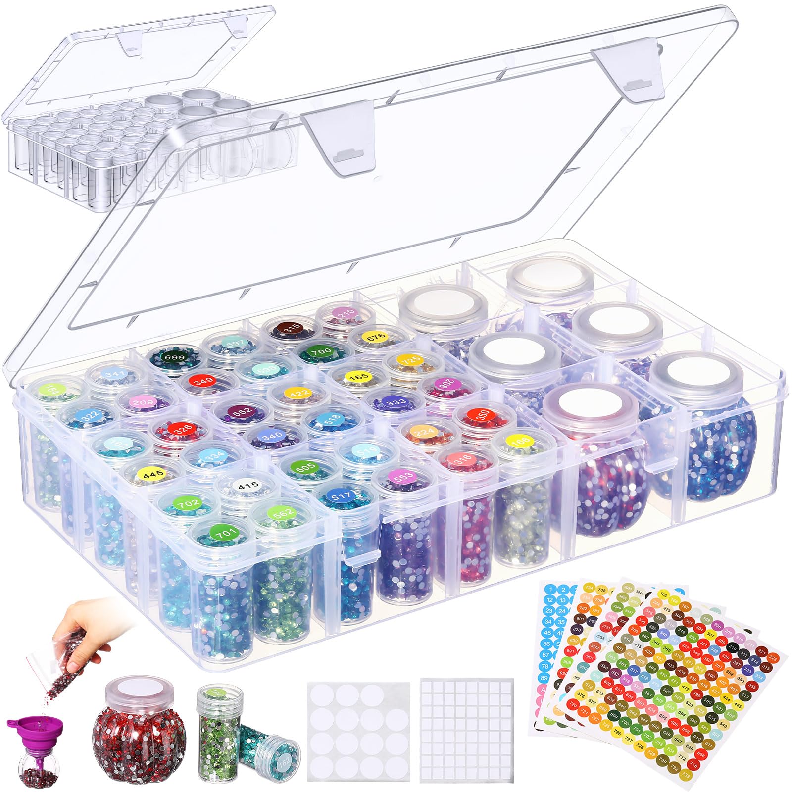 Willinglong Diamond Painting Storage Containers with 42 Grids Bead Organizer with Diamond Painting Accessories for Diamond Art Storage DIY Diamond Art Craft Jewelry Bead Storage