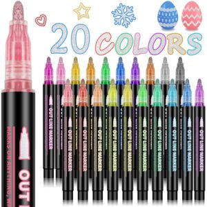 20 colors glitter markers outline pens shimmer metallic markers drawing crafts art supplies trendy gift idea for girls teens birthday christmas stocking stuffers easter