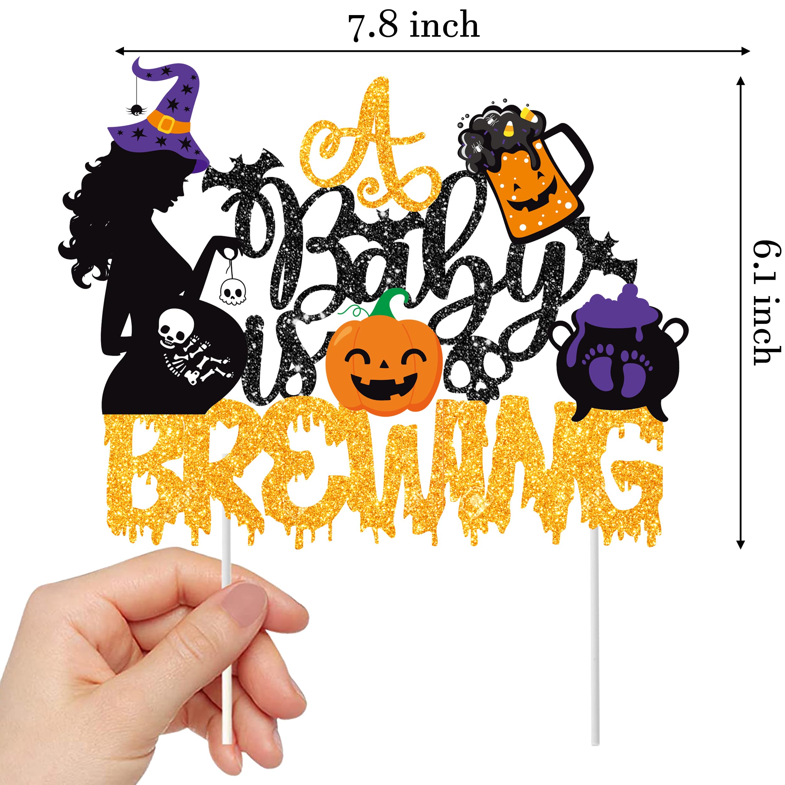 Halloween A Baby is Brewing Cake Topper Halloween Baby Shower Decoration Baby Brew Halloween Party Cake Topper Decoration for Halloween Theme Newborn Gender Reveal Party Supplies