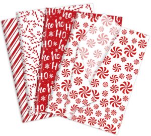 jarthenaamcs 100 sheets christmas tissue paper red white art tissue candy cane stripe wrapping paper for xmas winter diy crafts gift packing, 14 x 20 inch