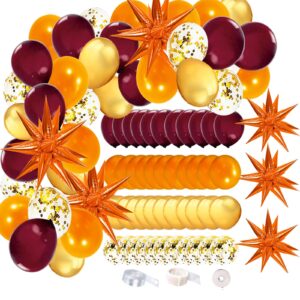 fall balloons/burgundy gold orange fall bridal shower decorations/thanksgiving graduation decorations maroon orange/fall birthday party burgundy/wedding 40pcs