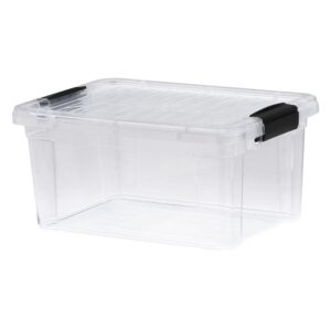 superio clear storage box with lid, 6.75 quart plastic container bins for organizing, stackable crates, bpa free, non toxic, odor free, organizers for home, office, school, and dorm