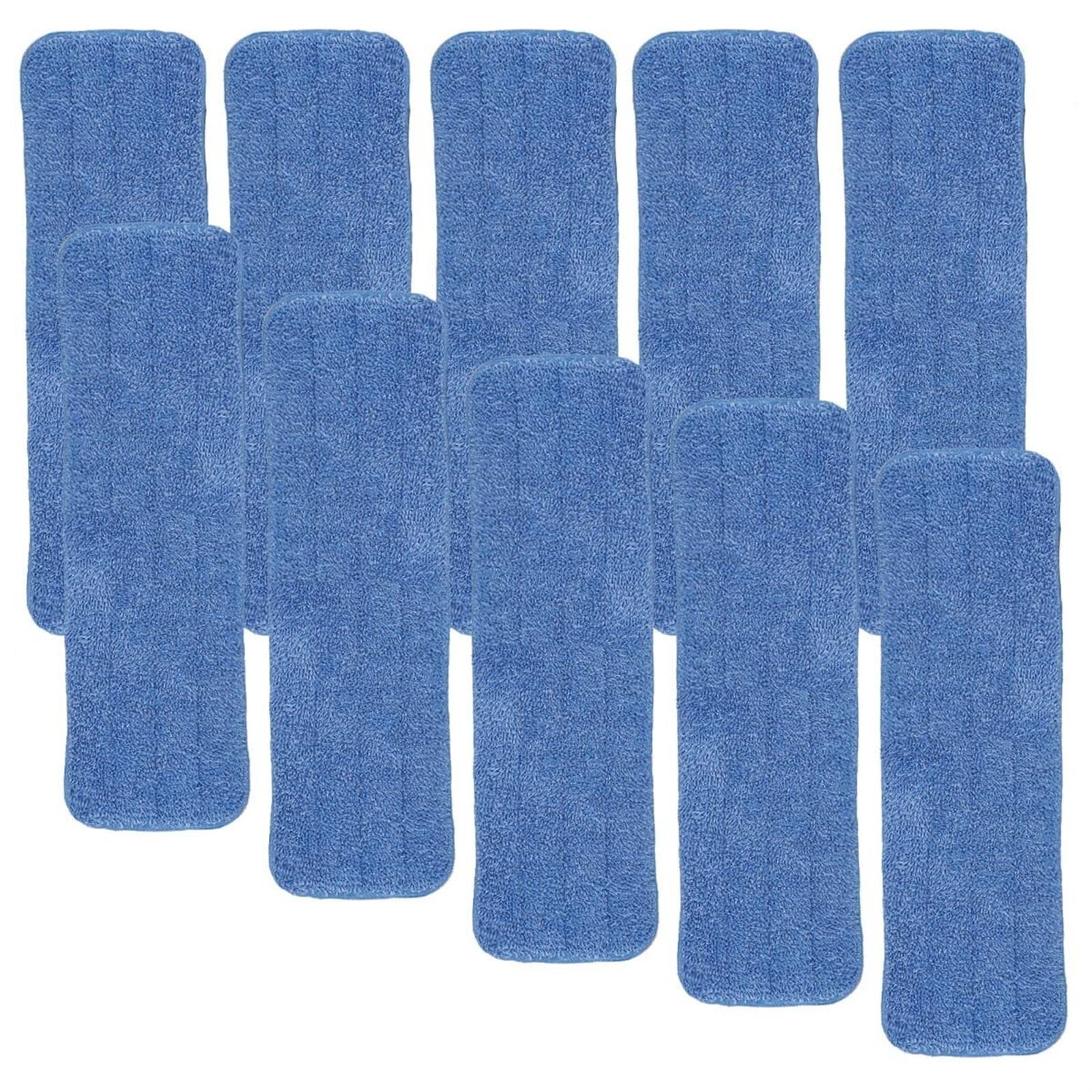 Generic 10 Pack 18 Inch Spray Mop Replacement Heads for Wet/Dry Mops, Reusable Microfiber Mop Pads Compatible with Bona Floor Care System - Blue