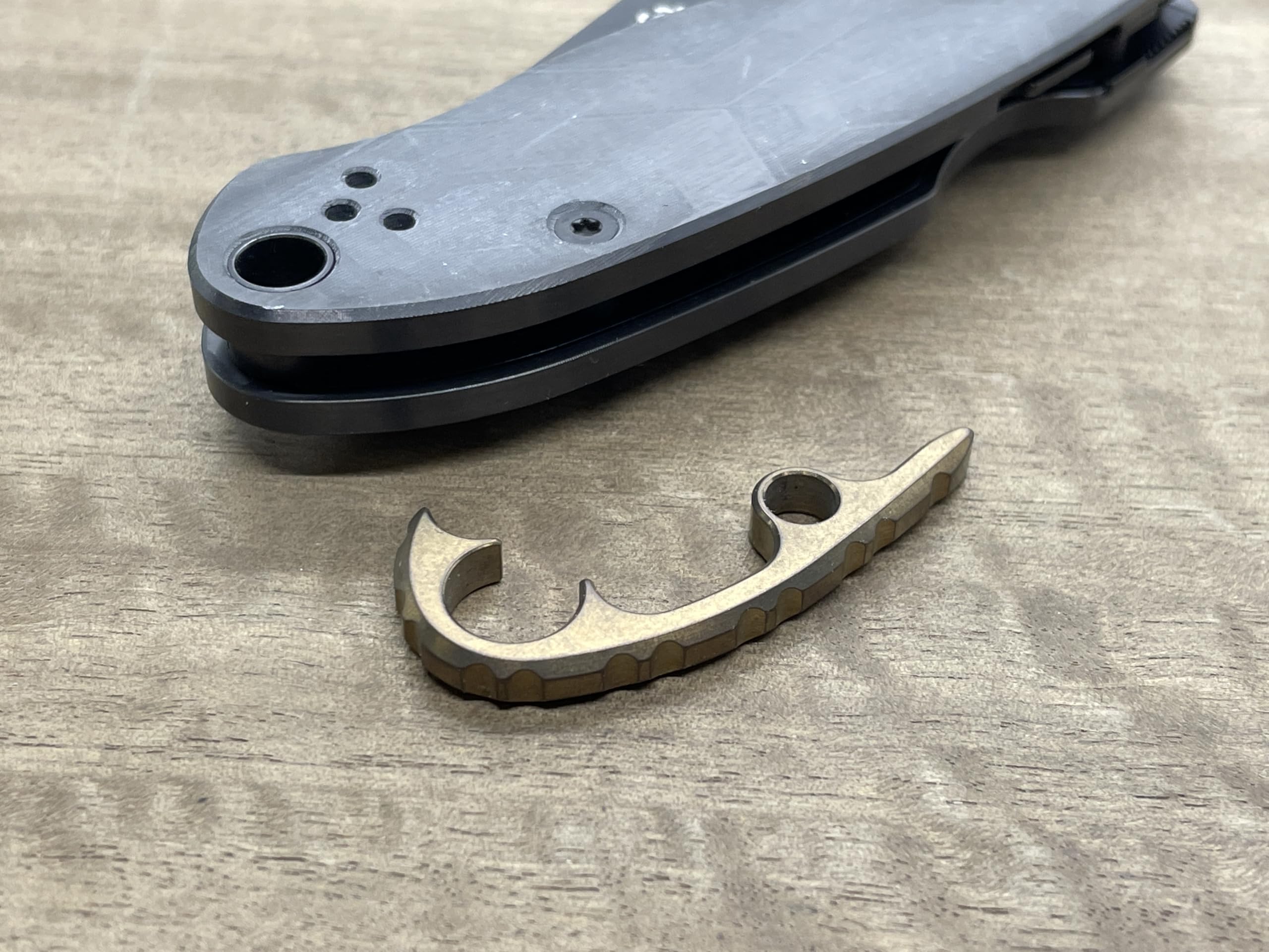 Metonboss Tumbled Bronze ano Titanium Gear BACKSPACER for Spyderco PARA 3