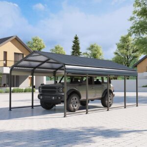 OC Orange-Casual 12 x 20 FT Metal Carport, Outdoor Heavy Duty Steel Canopy, Garage Car Shelter Shade with Metal Roof, Outdoor Car Tent for Car,Truck and Boats