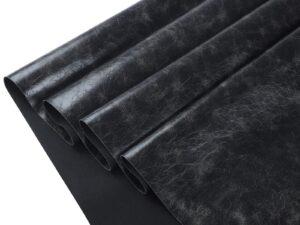 cdy marine vinyl fabric,soft waterproof synthetic pu fabric material 1.1mm thick 54" x 36"upholstery faux leather fabric for upholstery muscle car,furniture, sofa (black gray)