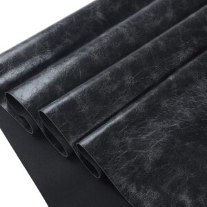 CDY Marine Vinyl Fabric,Soft Waterproof Synthetic PU Fabric Material 1.1mm Thick 54" x 36"Upholstery Faux Leather Fabric for Upholstery Muscle Car,Furniture, Sofa (Black Gray)