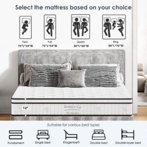 SogesSleep Queen Mattress, 12 Inch Queen Mattress in a Box with Gel Memory Foam Mattress, Medium Firm Mattress for Pressure Relief, Strong Edge Support, CertiPUR-US & Fiberglass Free