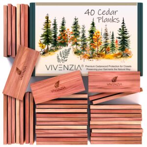 vivenzia cedar blocks for clothes storage -40 planks- aromatic cedar blocks for closet, cedar planks for closets