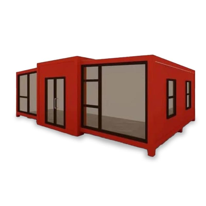 Generic 20Ft PortableTiny Home, Prefabricated Expandable House, 2 BedRoom, Bathroom, Living and Kitchen(Colour Your Choice), Red