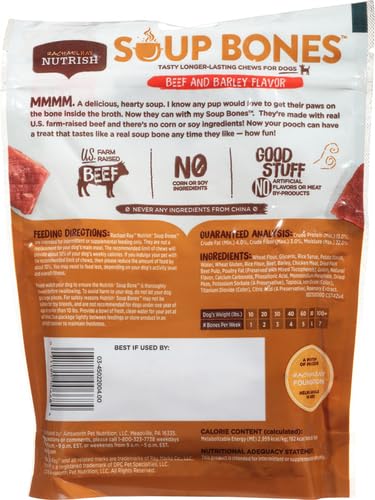 Rachael Ray Nutrish Soup Bones Dog Treats, Real Beef & Barley Flavor, 3 Bones, 6.3 Ounces (Pack of 2)