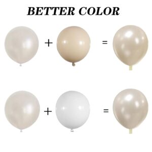 Pearl White Balloon Garland Arch Kit 112pcs Pearl Sand White Double-Stuffed Balloons Arch With Pearl Stickers For Bridal Shower Wedding Birthday Baby Shower Anniversary Decorations(Sand White)