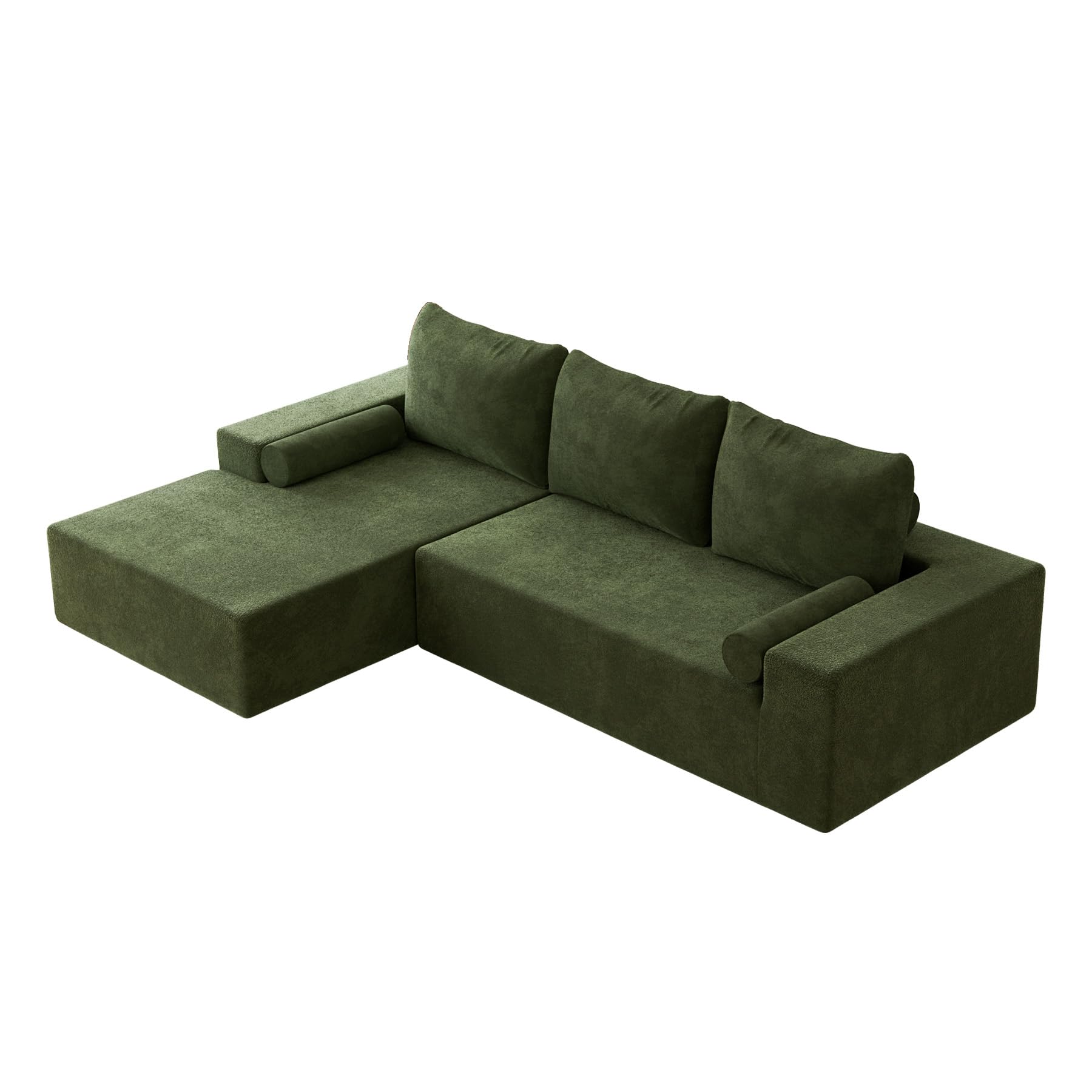 Nolohoo L-Shape Modular Sectional Sofa Couch, 105.2" Comfy Cloud Couch Deep Seat with Chaise Lounge, Modern Corner Sofa Upholstered Chenille 5 Seater Couches for Living Room, Green