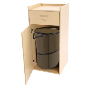 Undercat Trash Can 30L/27.24Qt Commercial Trash Can Thank You Trash Receptacle with Foldable Canvas Trash Bag Garbage Restaurant Trash Can Cabinet (Wood Color)