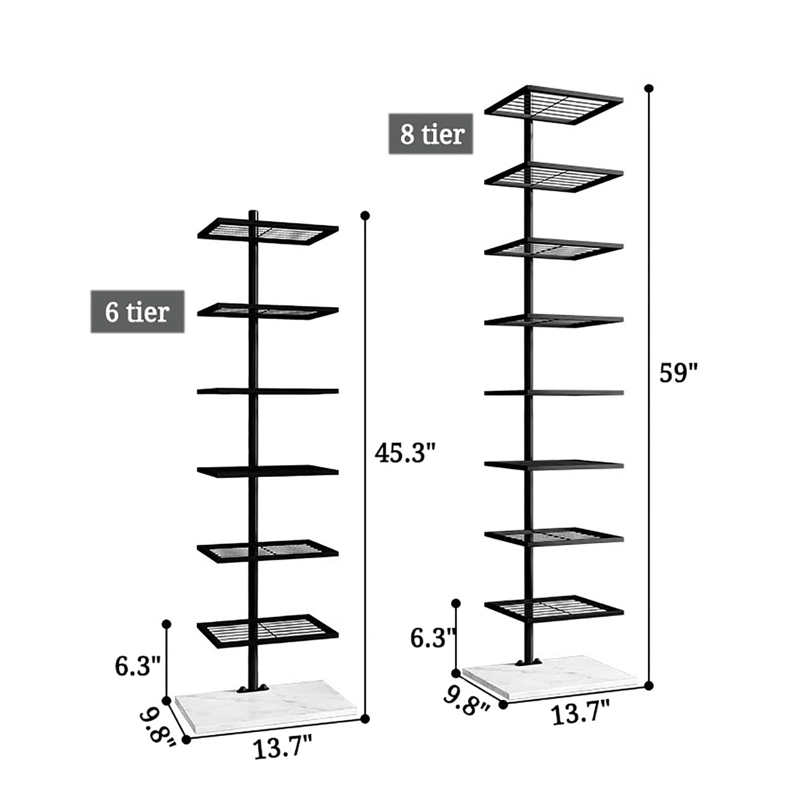 Lebolna Modern Vertical Bookshelf Tower,Free Standing Bookcase Open Shelves,Simple Narrow Invisible Bookshelf for Small Spaces,Floor Wall Bookcase for Living Room,Bedroom,Office(Black)