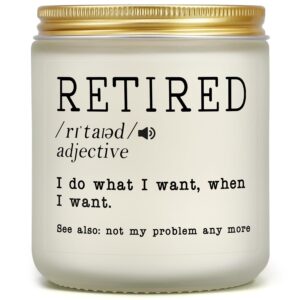 happy retirement gift for women men, teacher nurse retirement gift ideas, funny retirement candle, goodbye farewell gifts for coworker boss, retirement decorations