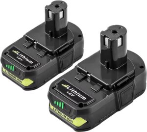 ibanti p102 replacement battery for ryobi 18v battery p102 p103 p104 p105 p107 p108 p109 p122 cordless power tools compatible with ryobi 18v charger 2packs 18v 3000mah(green)