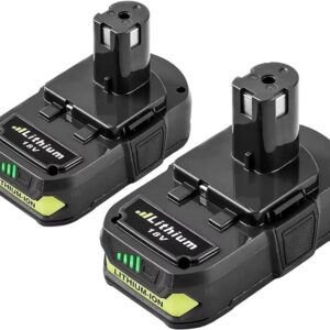 Ibanti P102 Replacement Battery for Ryobi 18V Battery P102 P103 P104 P105 P107 P108 P109 P122 Cordless Power Tools Compatible with Ryobi 18V Charger 2Packs 18V 3000mAh(Green)