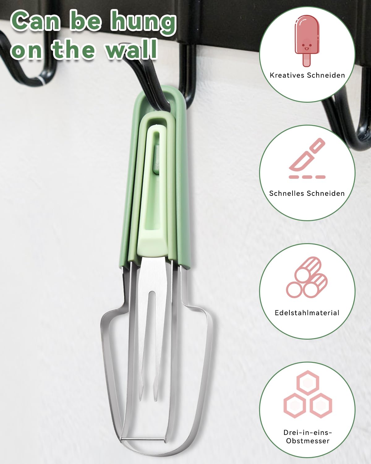 Stainless Steel 3-in-1 Watermelon Cutter Slicer Tool Portable Watermelon Popsicle Cutter Multifunctional Handheld Fruit Fork Quickly Cutting Tool Slicer Set for Home Camping Kitchen Gadgets（1PCS）