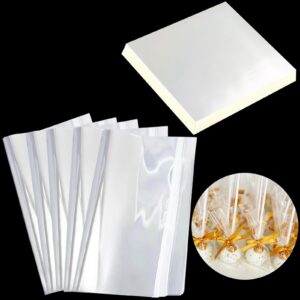 syogua 150 pcs clear cellophane sheets, 9 x 9 inches 3 mil thick candy wrapper clear gift wrap sheet, crystal clear cellophane wrap paper for treats, candies, cake pop, henna cones, diy crafts