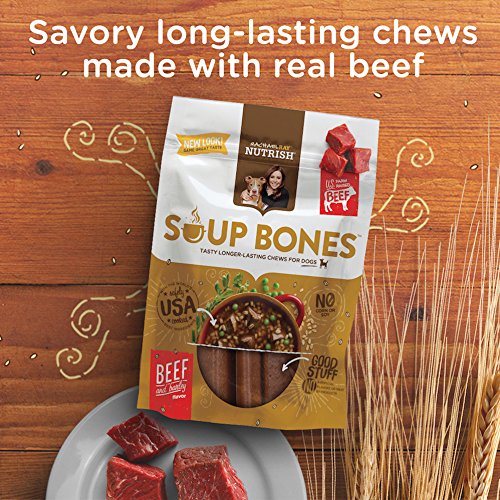 Rachael Ray Nutrish Soup Bones Dog Treats, Real Beef & Barley Flavor, 3 Bones, 6.3 Ounces (Pack of 2)