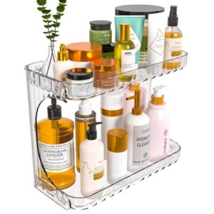 wotendy bathroom countertop organizer, 2-tier makeup organizer countertop, acrylic cosmetics skincare organizer storage for bathroom, kitchen, living room, bedroom, dressing table (clear)