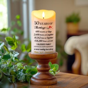 HN HAIINAA 50th Wedding Anniversary Candle 50th Anniversary Wedding Gifts for Couple Parents Grandparents Husband Wife, Happy 50th Anniversary Decoration