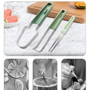 Stainless Steel 3-in-1 Watermelon Cutter Slicer Tool Portable Watermelon Popsicle Cutter Multifunctional Handheld Fruit Fork Quickly Cutting Tool Slicer Set for Home Camping Kitchen Gadgets（1PCS）