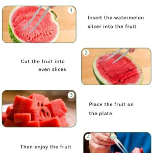 Stainless Steel 3-in-1 Watermelon Cutter Slicer Tool Portable Watermelon Popsicle Cutter Multifunctional Handheld Fruit Fork Quickly Cutting Tool Slicer Set for Home Camping Kitchen Gadgets（1PCS）