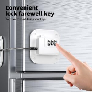 Child Proof Fridge Door Lock with Adhesive, Refrigerator Door Lock with Code for Kids and Pets, Self Adhesive Combination Latch for Freezer, Cabinets, Drawers, Air Oven, Windows (Patent)