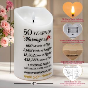 HN HAIINAA 50th Wedding Anniversary Candle 50th Anniversary Wedding Gifts for Couple Parents Grandparents Husband Wife, Happy 50th Anniversary Decoration