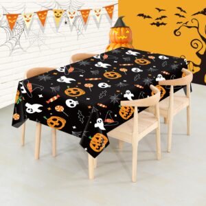 CXPSINC 54 Inch X 300 Feet Plastic Table Cover Roll Disposable Halloween Pumpkin Ghost Tablecloth with Slide Cutter for Home Decor Halloween Party Decorations