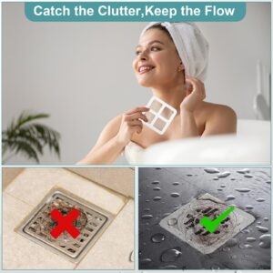 120 Pcs 4" X 4" Disposable Shower Drain Cover Hair Catcher Shower Drain Mesh Stickers, for Bathroom, Laundry, Bathtub, Kitchen Sink,Window Screen Repair etc.