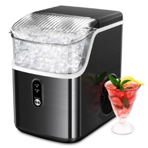 nugget ice maker-nugget ice maker countertop up to 35lbs of ice a day with self-cleaning,removable ice basket&scoop, black