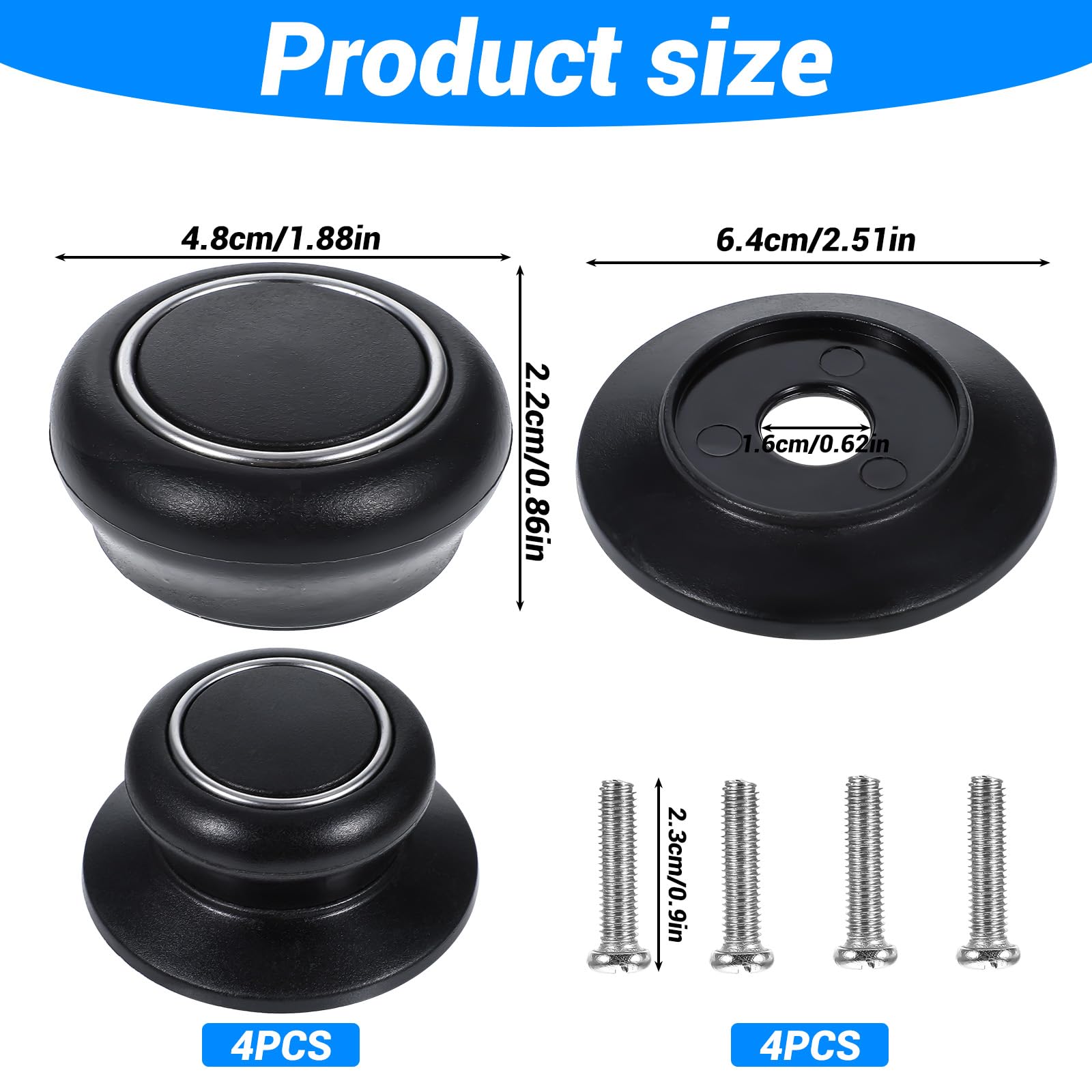 4Pieces Universal Kitchen Cookware Lids Knob, Heat Resistant Pan Lid Holding Handles, Pot Lid Knob Handle Pan for Slow Cookers, Skillets and Kitchen Cookware Covers