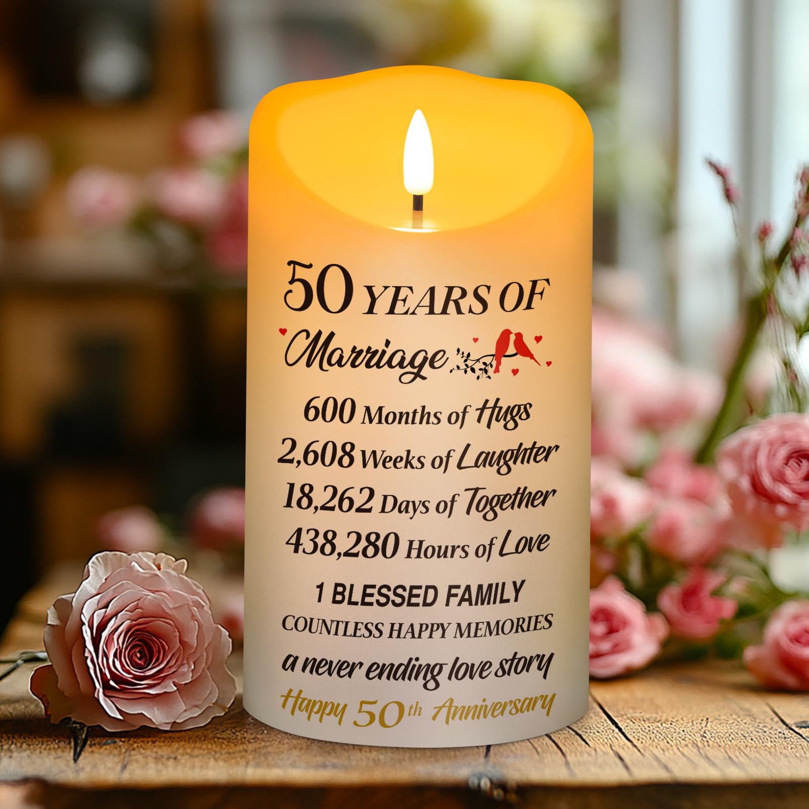 HN HAIINAA 50th Wedding Anniversary Candle 50th Anniversary Wedding Gifts for Couple Parents Grandparents Husband Wife, Happy 50th Anniversary Decoration