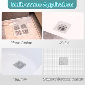 120 Pcs 4" X 4" Disposable Shower Drain Cover Hair Catcher Shower Drain Mesh Stickers, for Bathroom, Laundry, Bathtub, Kitchen Sink,Window Screen Repair etc.